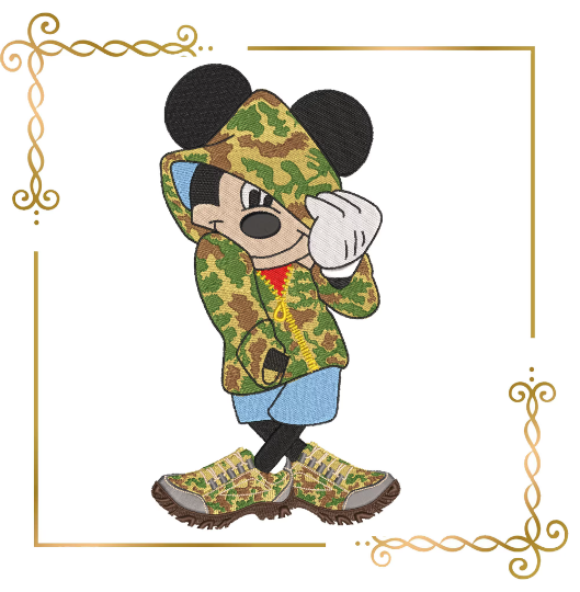 Mickey Mouse im Military-Stil, Fantasy-Parodie-Stickmuster zum direkte ...